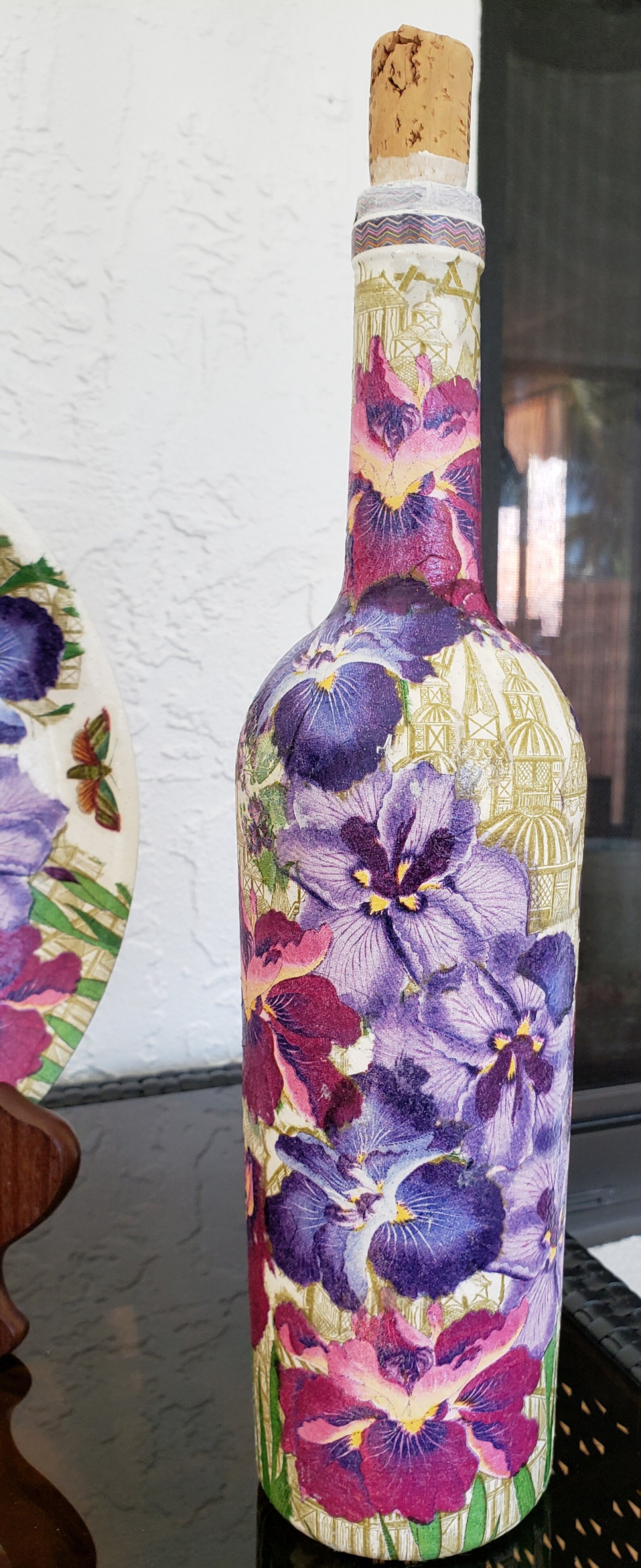 Kitchen Décor ORCHIDS Decoupage: Bottle, Pan, Plastic Plate - Purple ...
