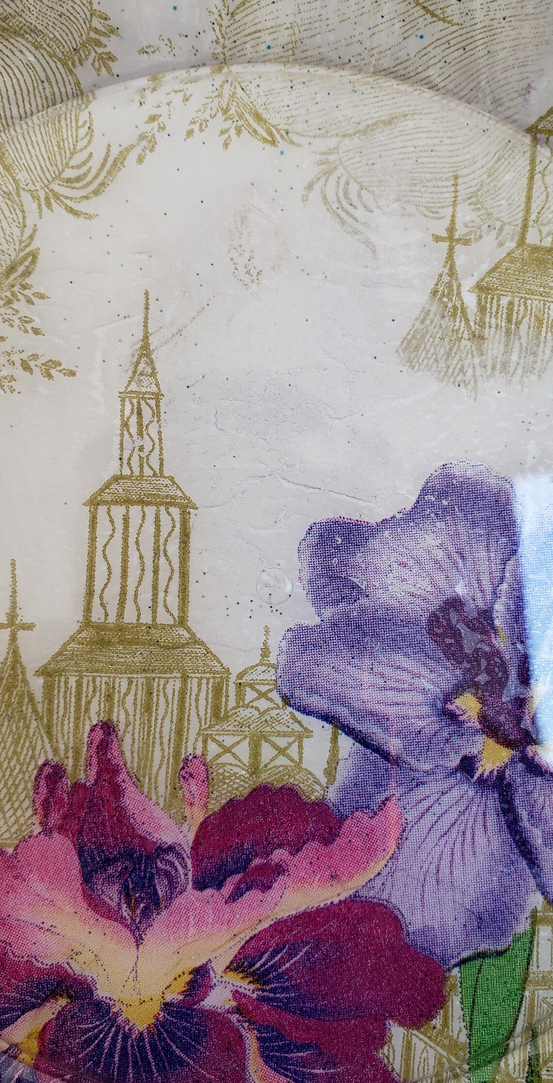 Kitchen Décor ORCHIDS Decoupage: Bottle, Pan, Plastic Plate - Purple ...