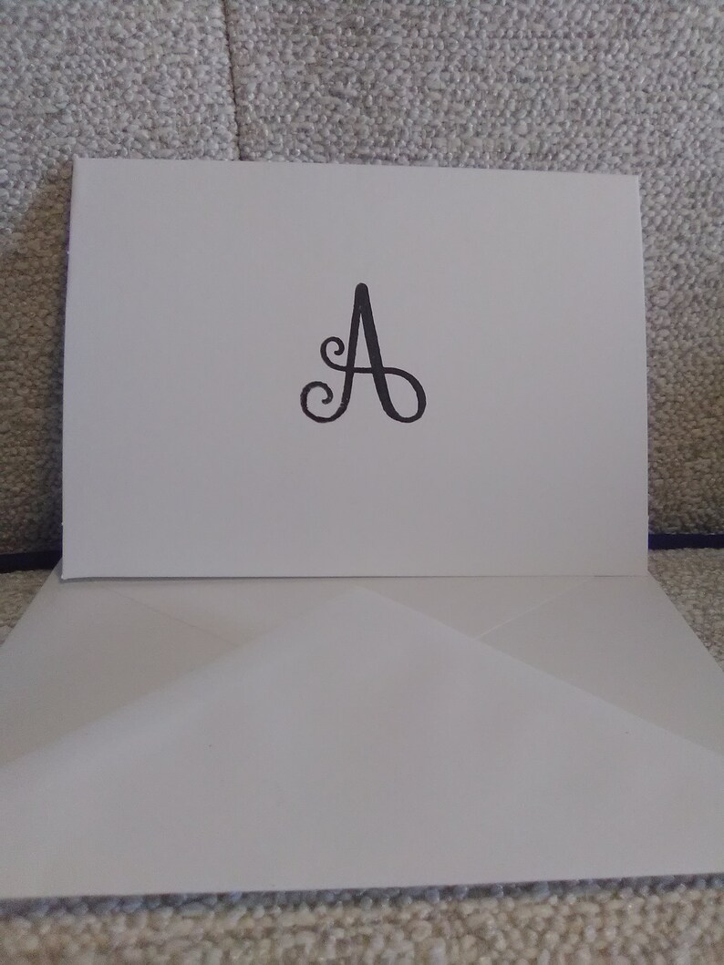 Personalized Initial Cream/ivory Folded Note Cards Hand | Etsy