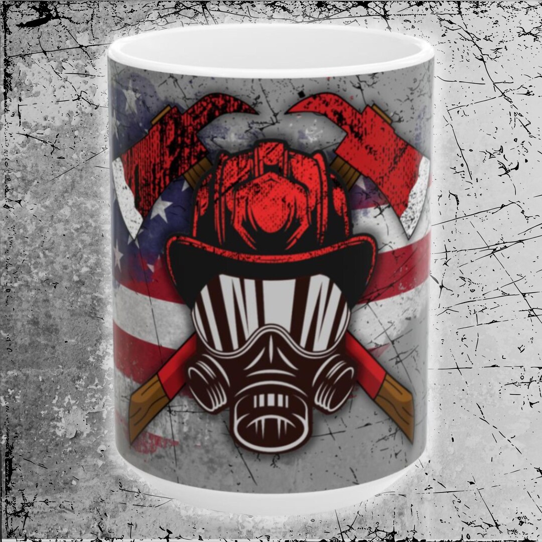 Firefighter Ceramic Mug: Valor Design, Patriotic Gift - Etsy