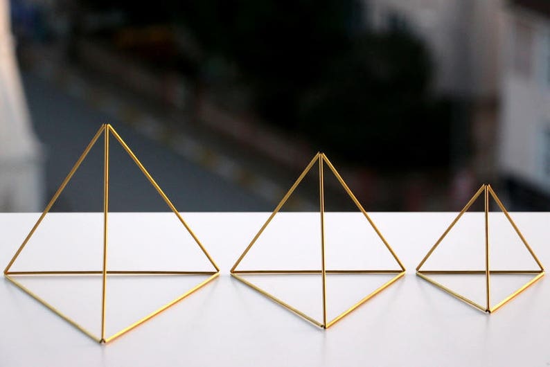 Gold Tone Tetrahedron Nesting Triangle Centerpieces Himmeli | Etsy