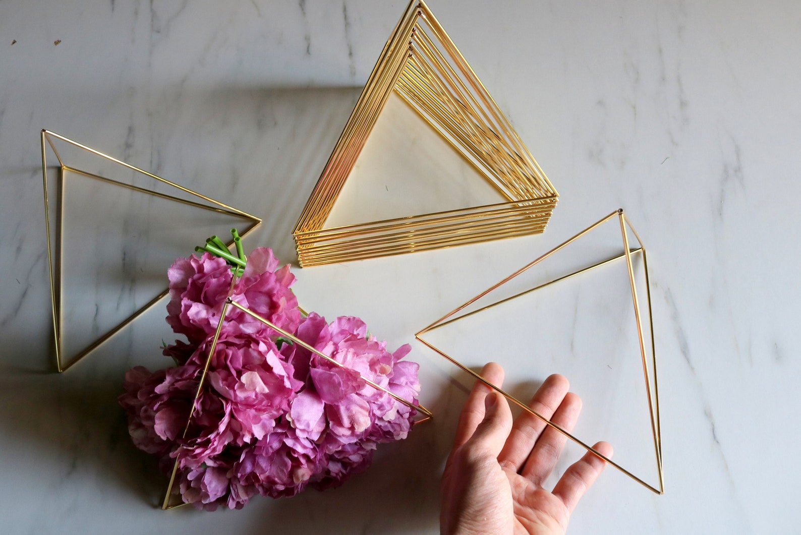 Different Size Gold Tone Tetrahedron Nesting Triangle Centerpieces ...