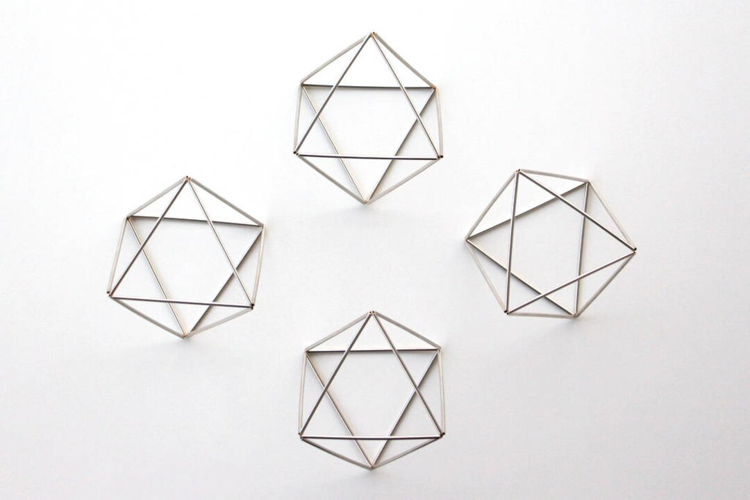 Silver Octahedron Wedding Ornament, 4 Modern Minimalist Himmeli Mobile ...