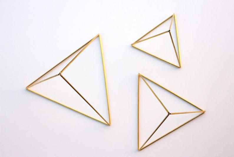 Gold Tone Tetrahedron Nesting Triangle Centerpieces Himmeli | Etsy