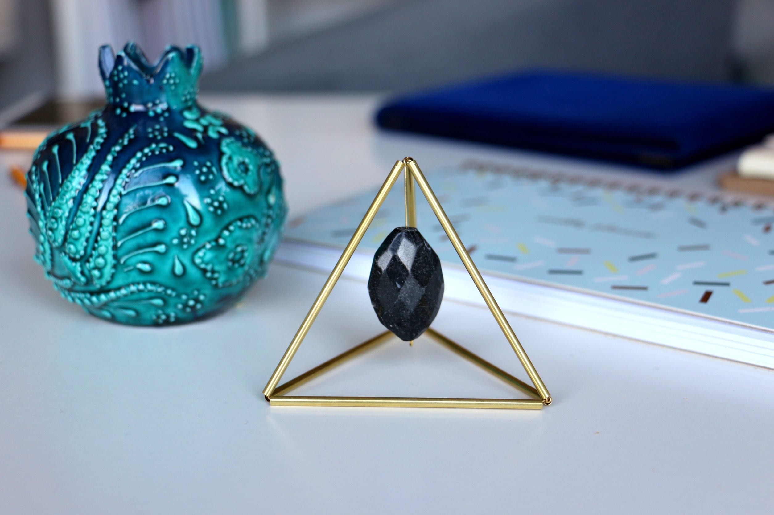 Gold Tone Gemstone Table Decor, Office Desk Decor, Wedding Decor ...