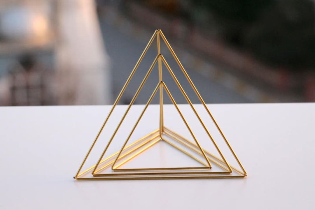 Gold Tone Tetrahedron Nesting Triangle Centerpieces, Himmeli Triangles ...