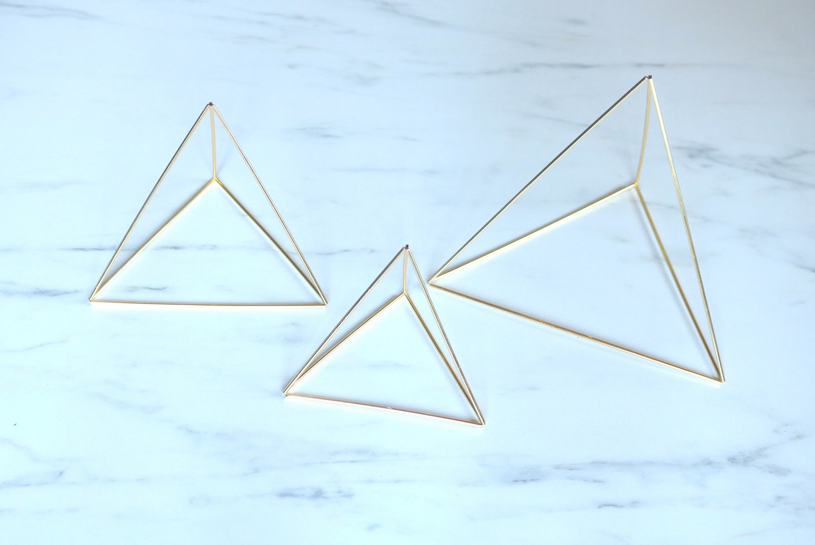Gold Tone Tetrahedron Nesting Triangle Centerpieces Himmeli | Etsy