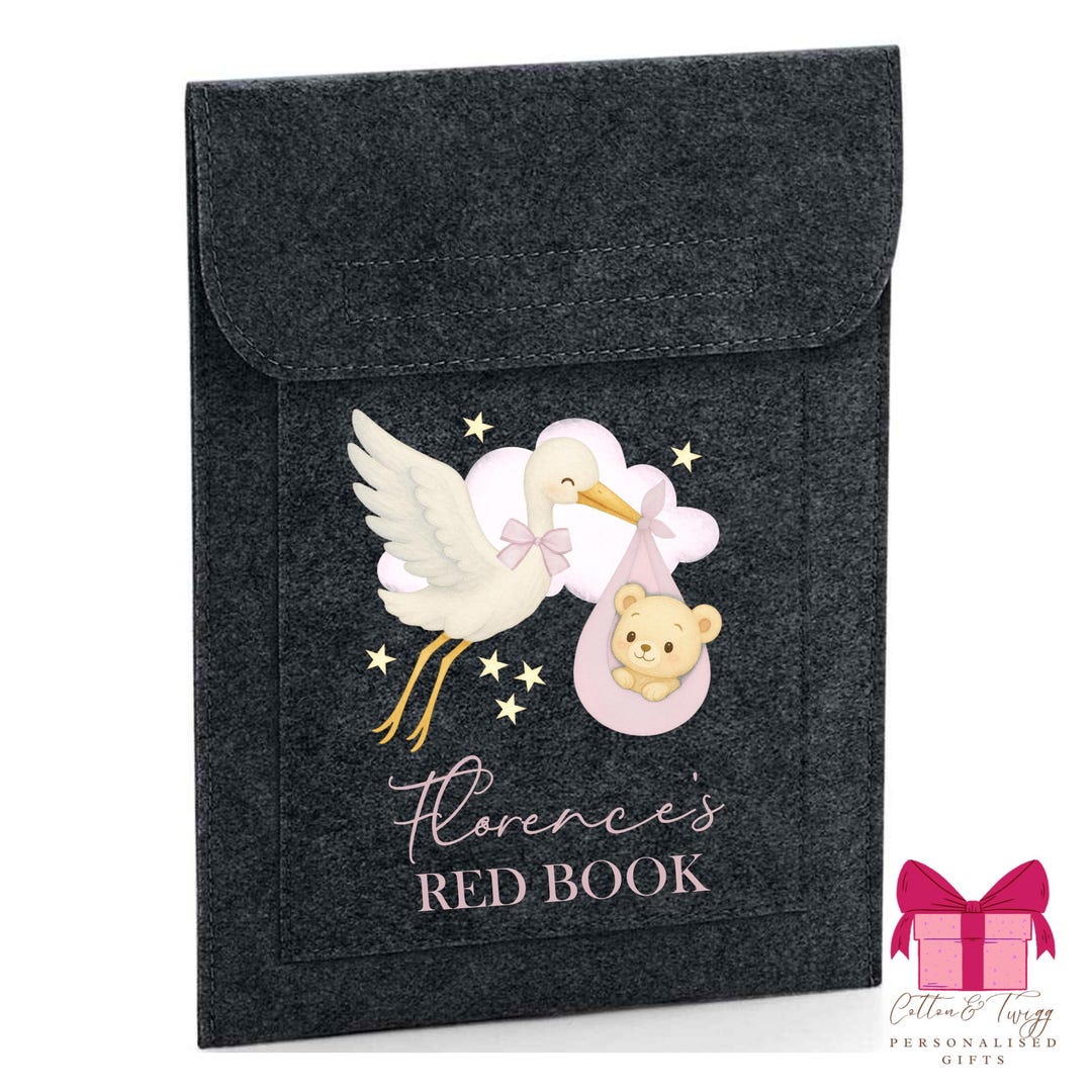 Personalized Baby Health Record Folder: Stork Design Felt Document ...