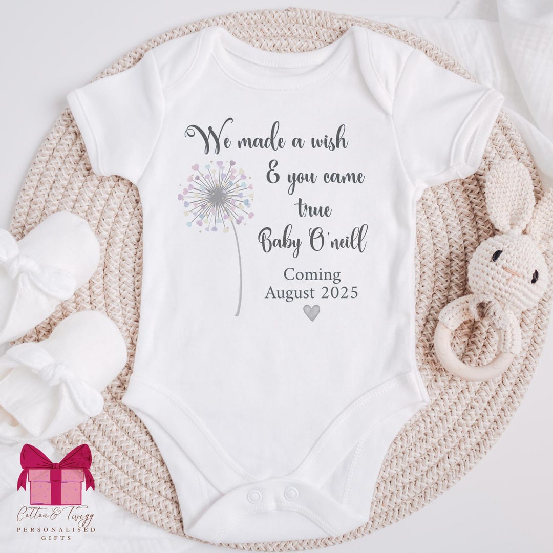Personalised Pregnancy Annoucement, Vest & Bib, We Made A Wish, IVF New ...