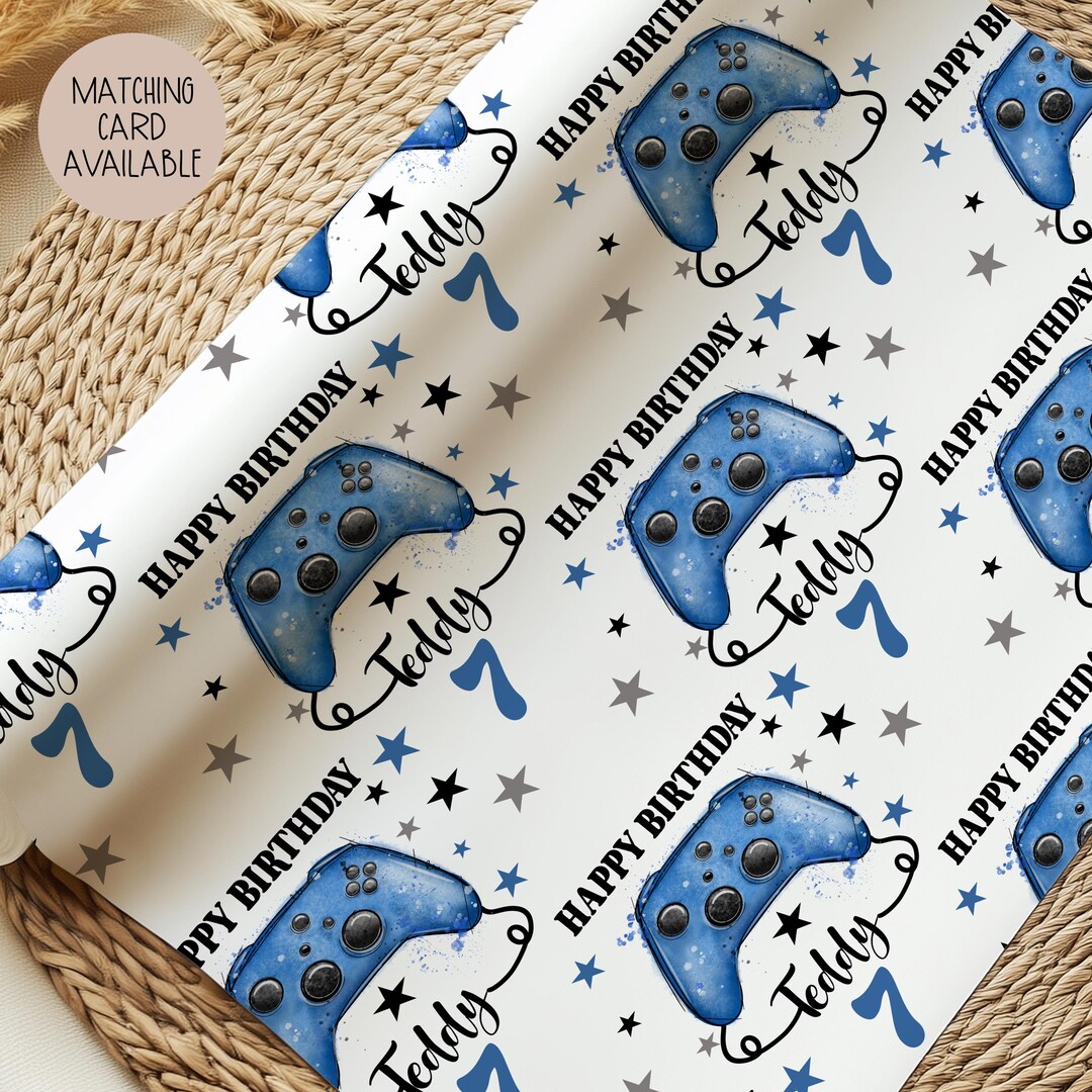 Personalised Gamer Birthday Wrapping Paper, Any Age Gaming Happy ...