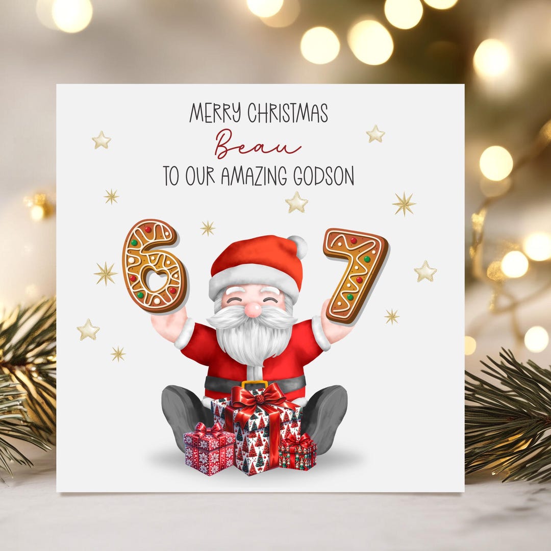 6 7 Christmas Card Personalised Six Seven Trend Xmas Card for Son ...
