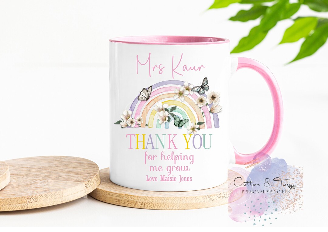 Personalised Thank You Teacher Mug, Teachers Gift, End of Term Gift ...