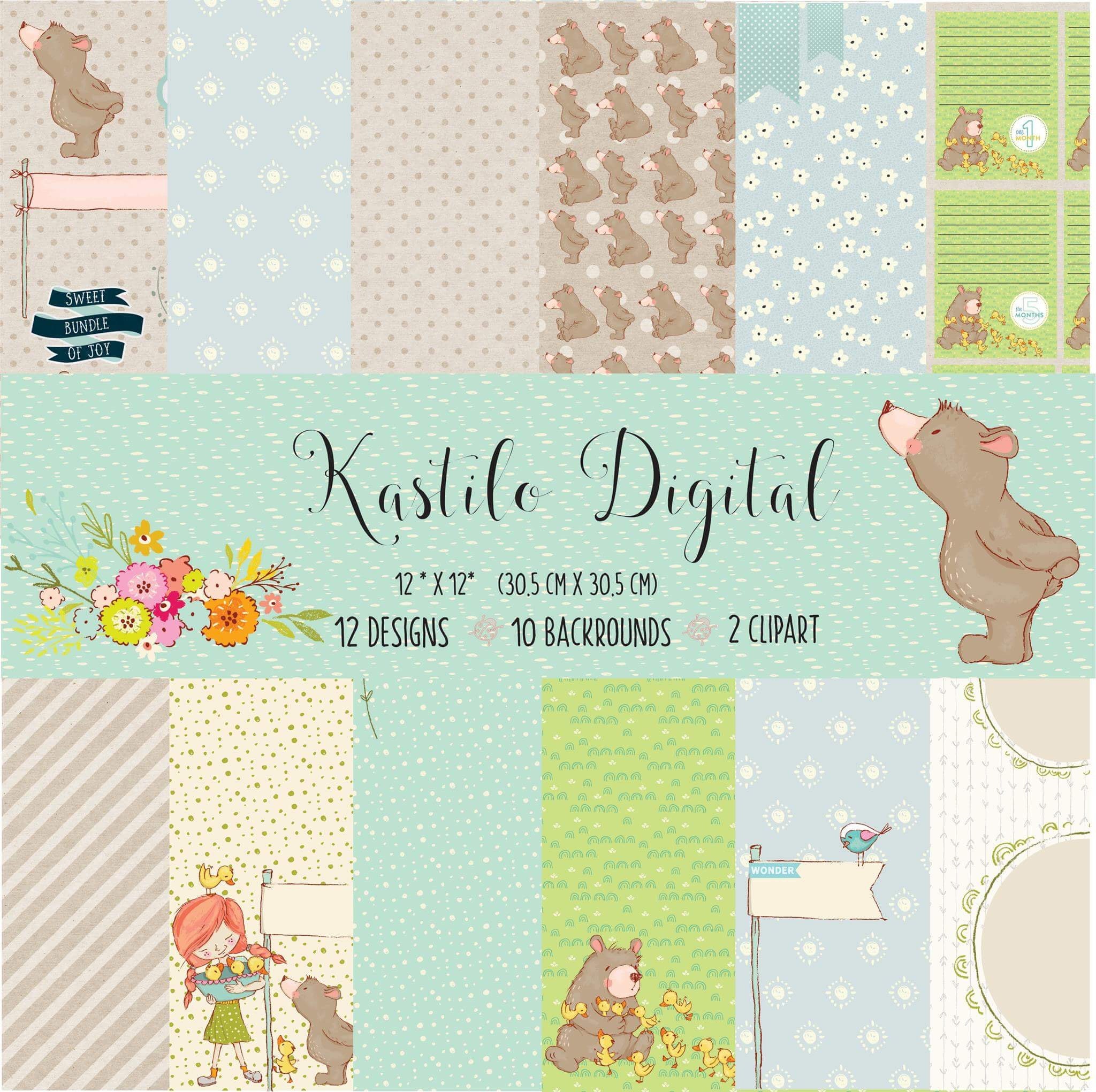 Baby Digital Paper Pack Digital Scrapbook Paper Newborn Baby Girl, Baby ...