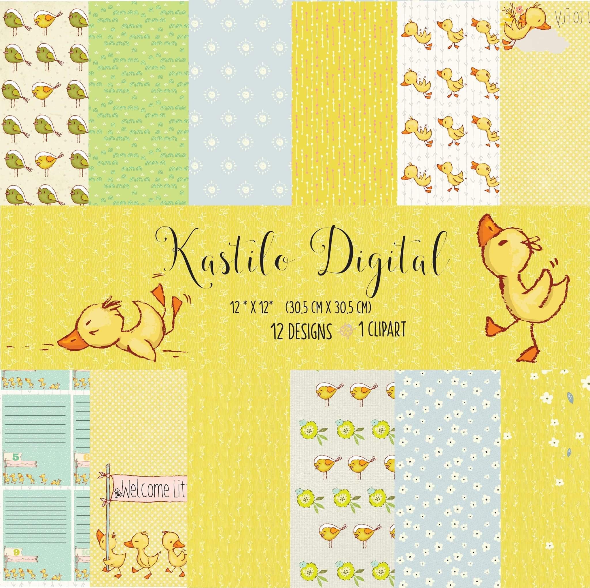 Buy Duck Digital Paper Pack With Rubber Ducky and Bubble Patterns ...