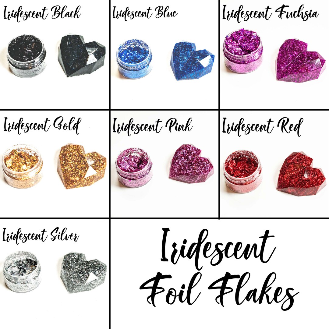 Iridescent Colorful Craft Foil Flakes Black-Blue-Fuchsia-Gold-Pink-Red ...