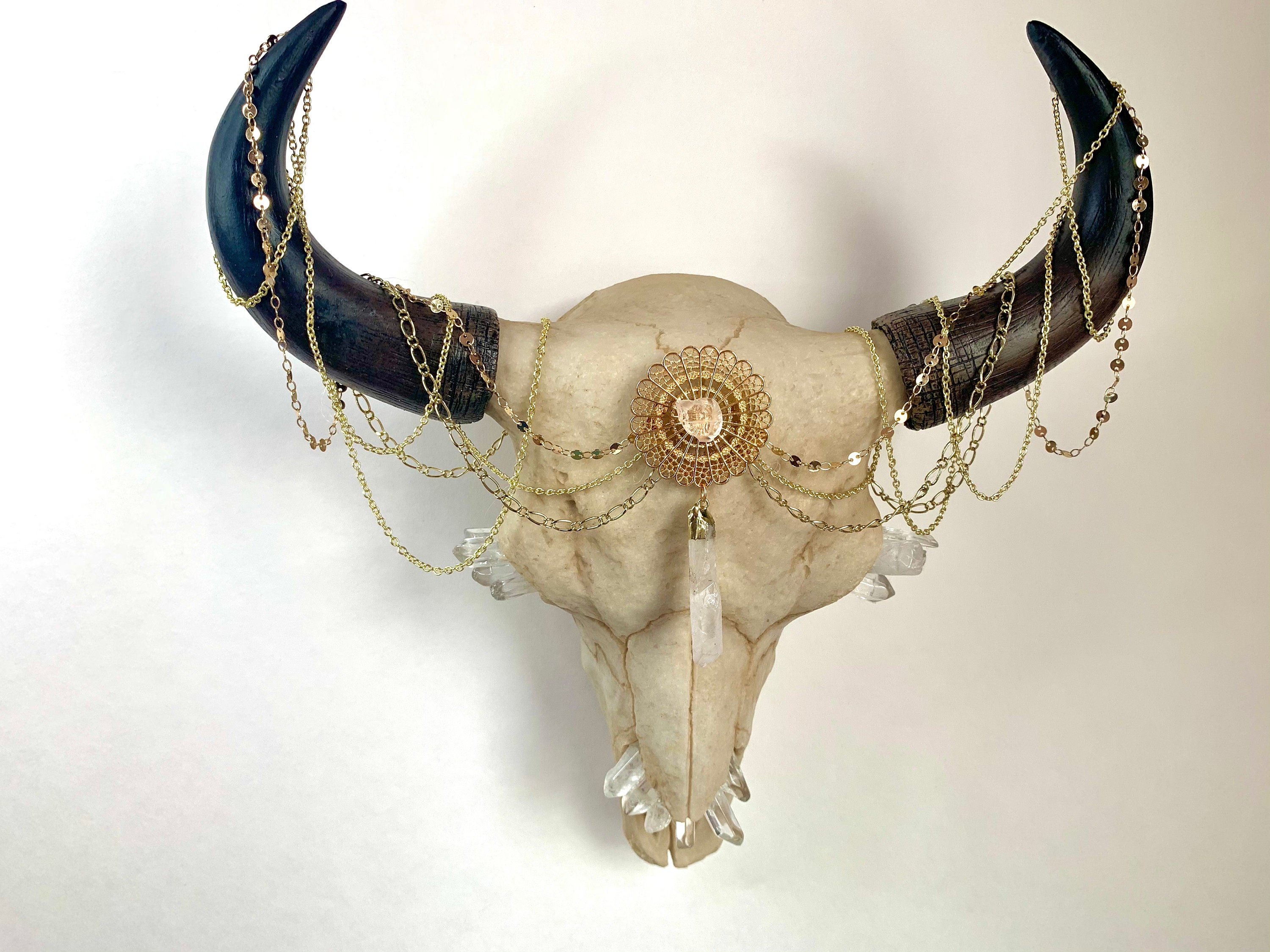 Decorative Cow Skull. Embellished Faux Cow Skull. Gold and - Etsy