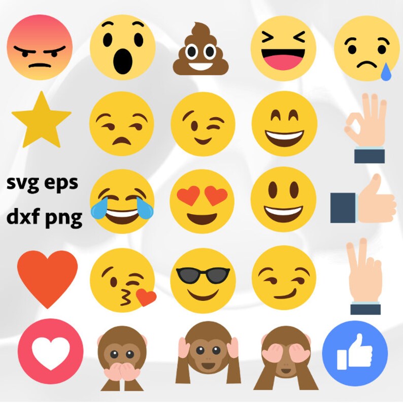 Emoji Vector Clip Art Svg, Png, Eps, Dxf, Messenger, Facebook Reaction ...