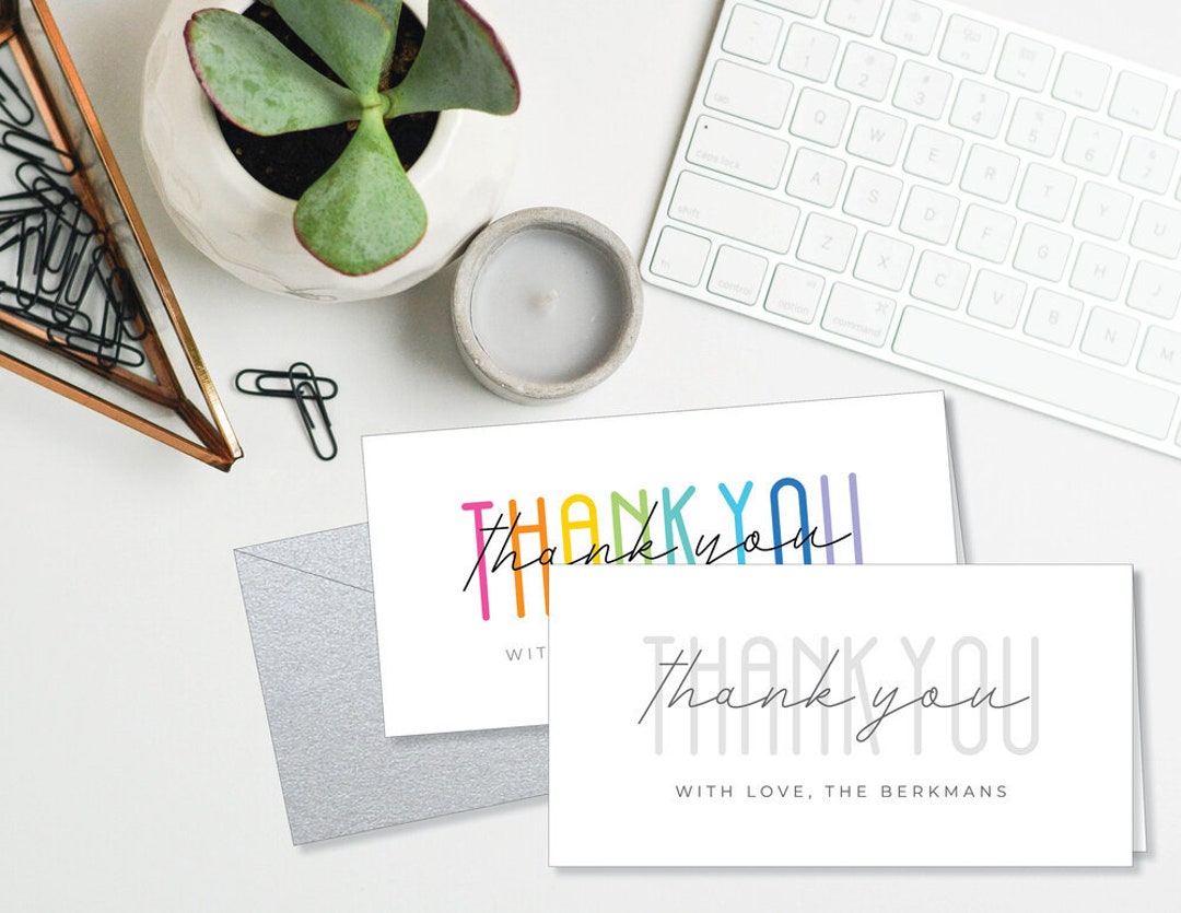 CHECK CARDS | Overlap Thank You | Set of 14 | - Etsy