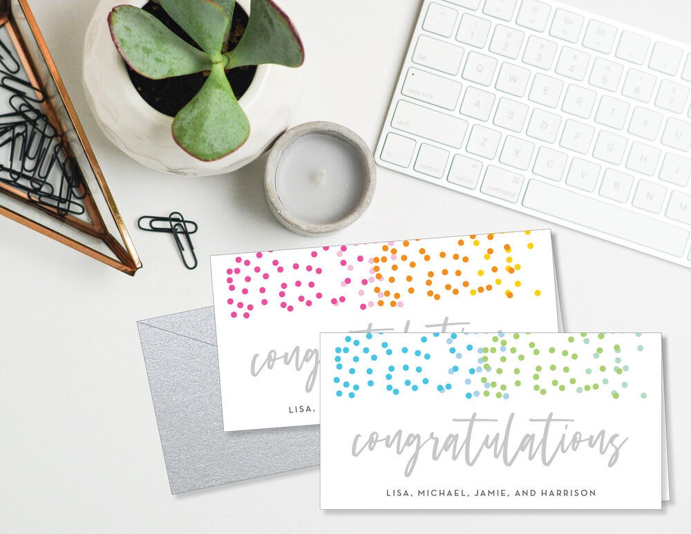 CHECK CARDS | Confetti Congratulations | Set of 14 | - Etsy