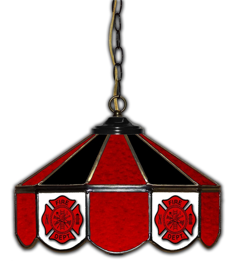 Stained Glass Fire Department Swag Lamp - Etsy