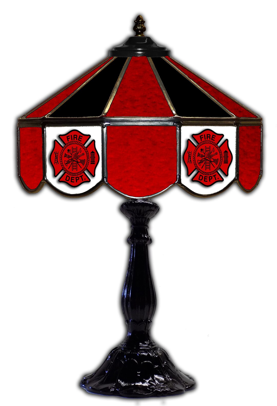 Stained Glass Fire Department Table Lamp - Etsy