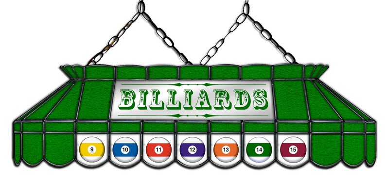 BILLIARD POOL TABLE Lamp All Green Stained Glass - Etsy
