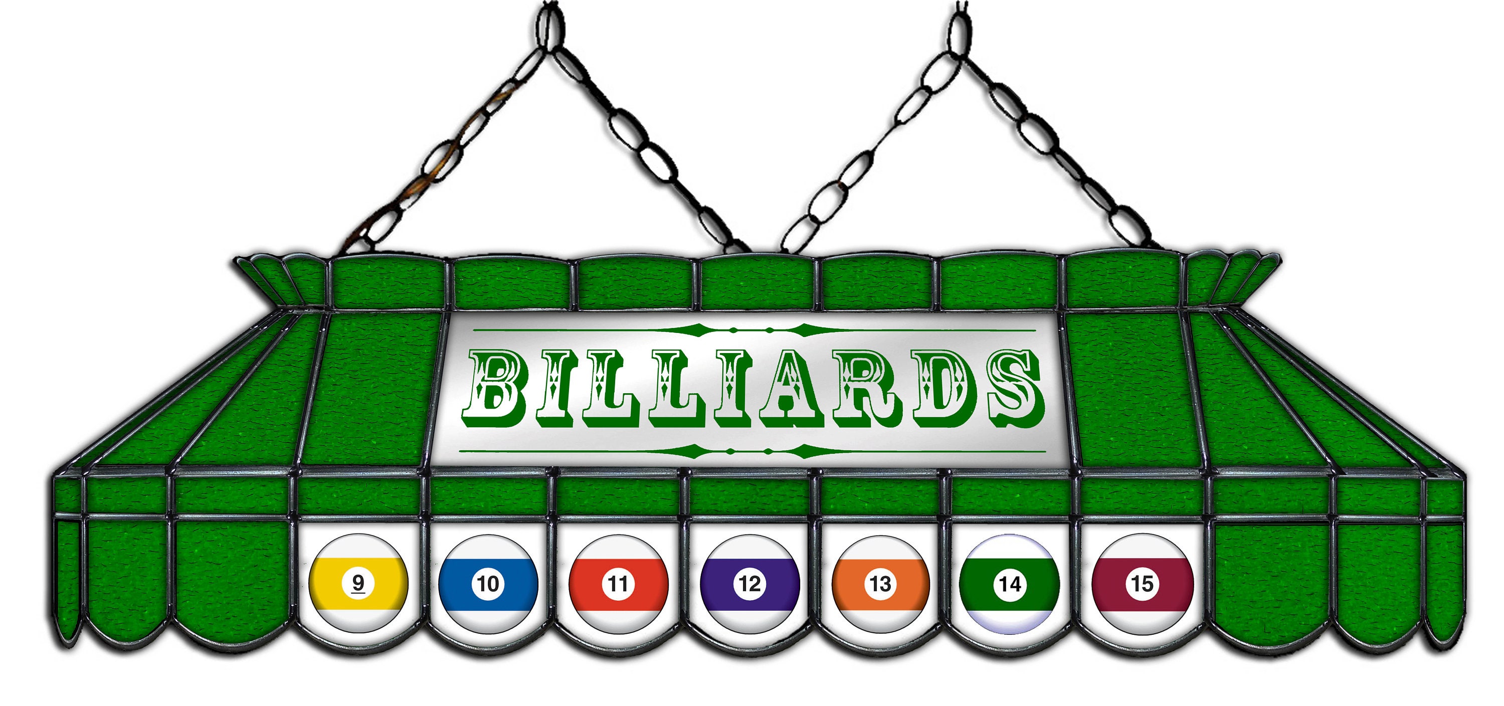 BILLIARD POOL TABLE Lamp All Green Stained Glass - Etsy