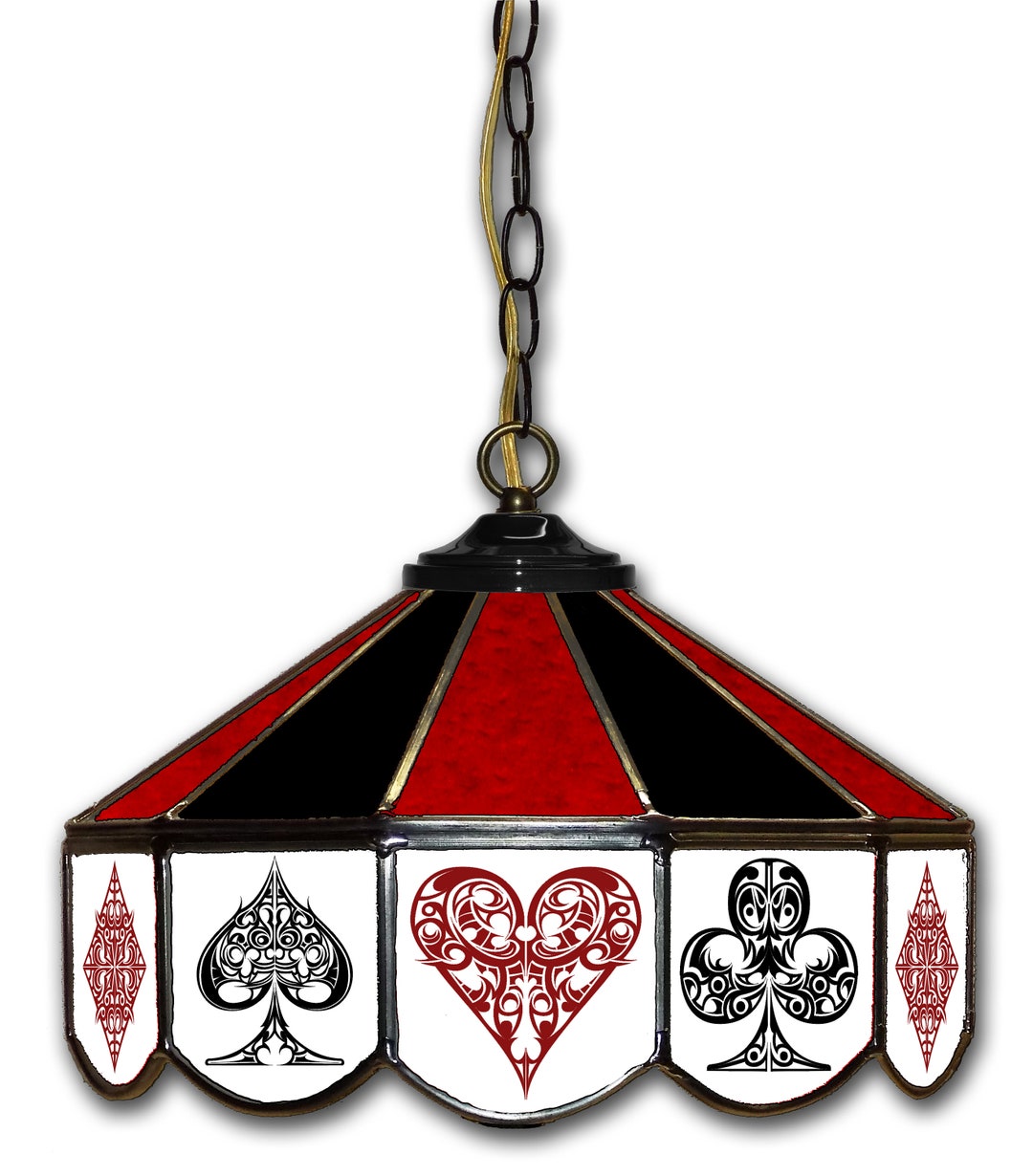 Poker Stained Glass Hanging Lamp - Etsy