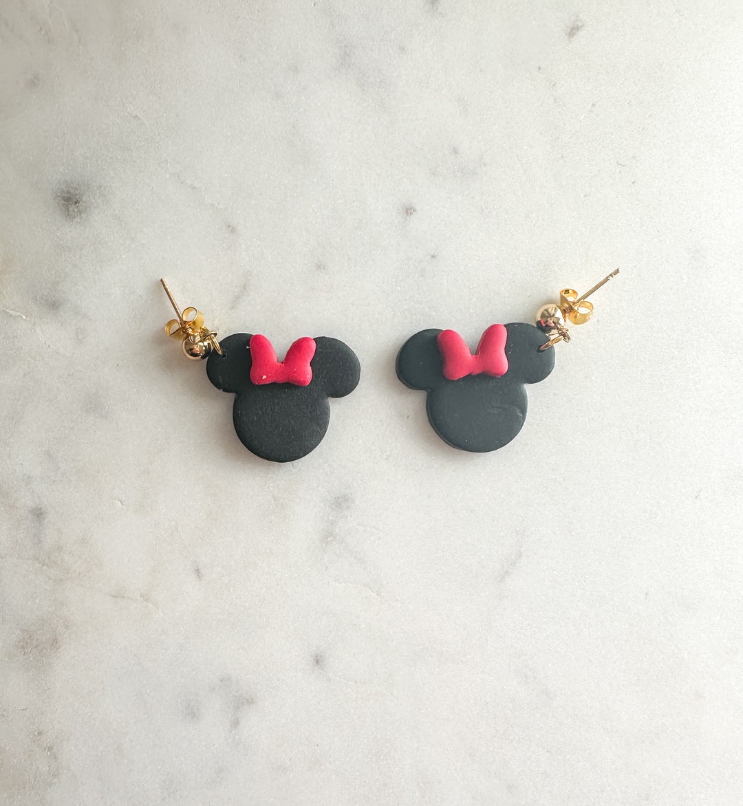Minnie Mouse Stud With Red Bow Polymer Clay and Nickle Free - Etsy