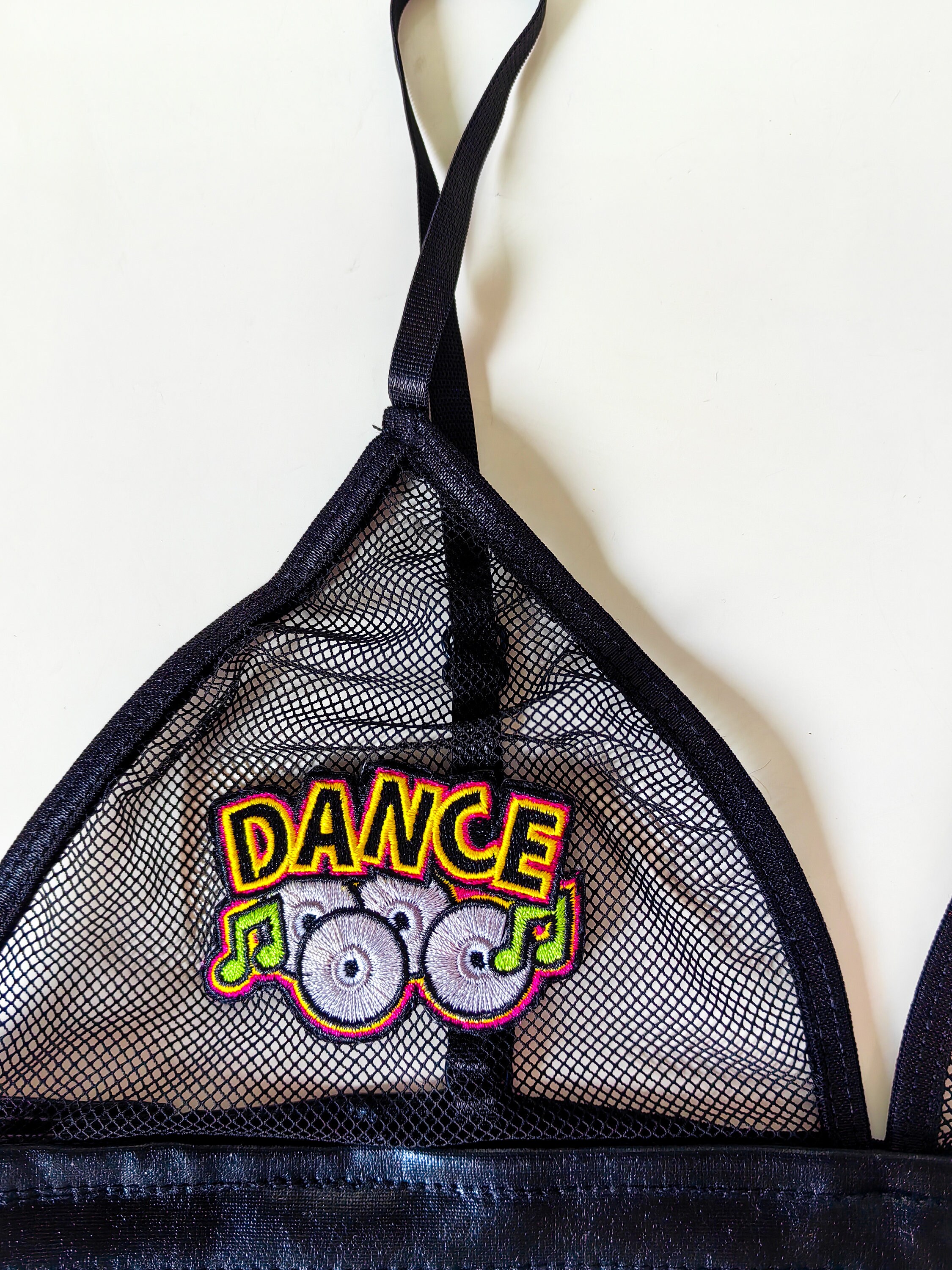 Dj Bralette Dj Top Dancer Bra Triangle Black Bra See Through - Etsy