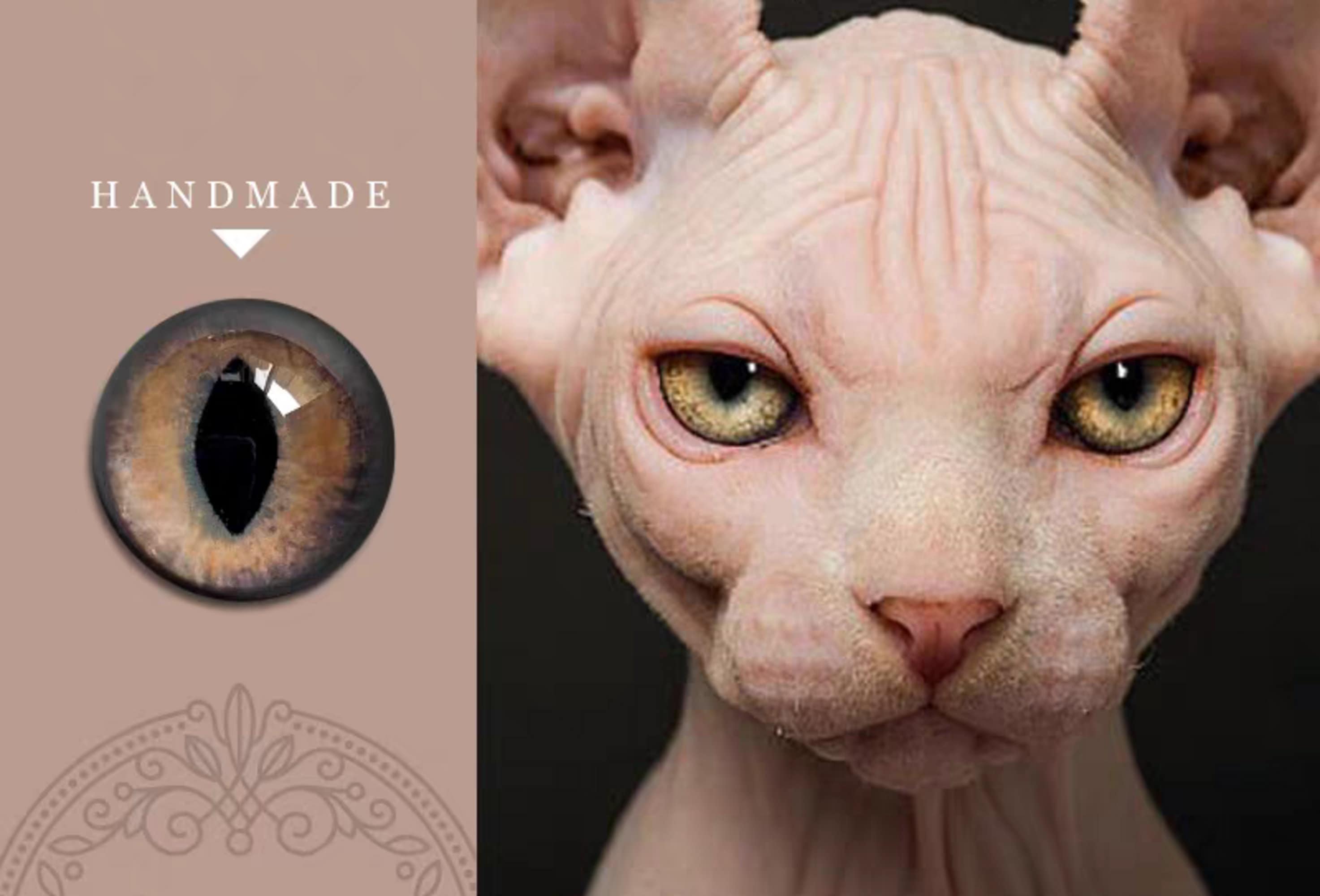 Sphynx Cat Eyes Glass Eyes for Toys Light Brown Cat Eyes Felted Toys ...