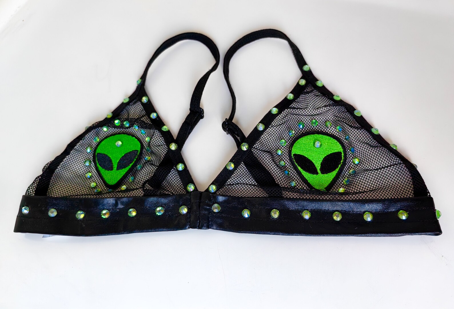 Alien Bra Crystal Bralette Alien Rave Outfit See Through Bra Sheer Mesh ...