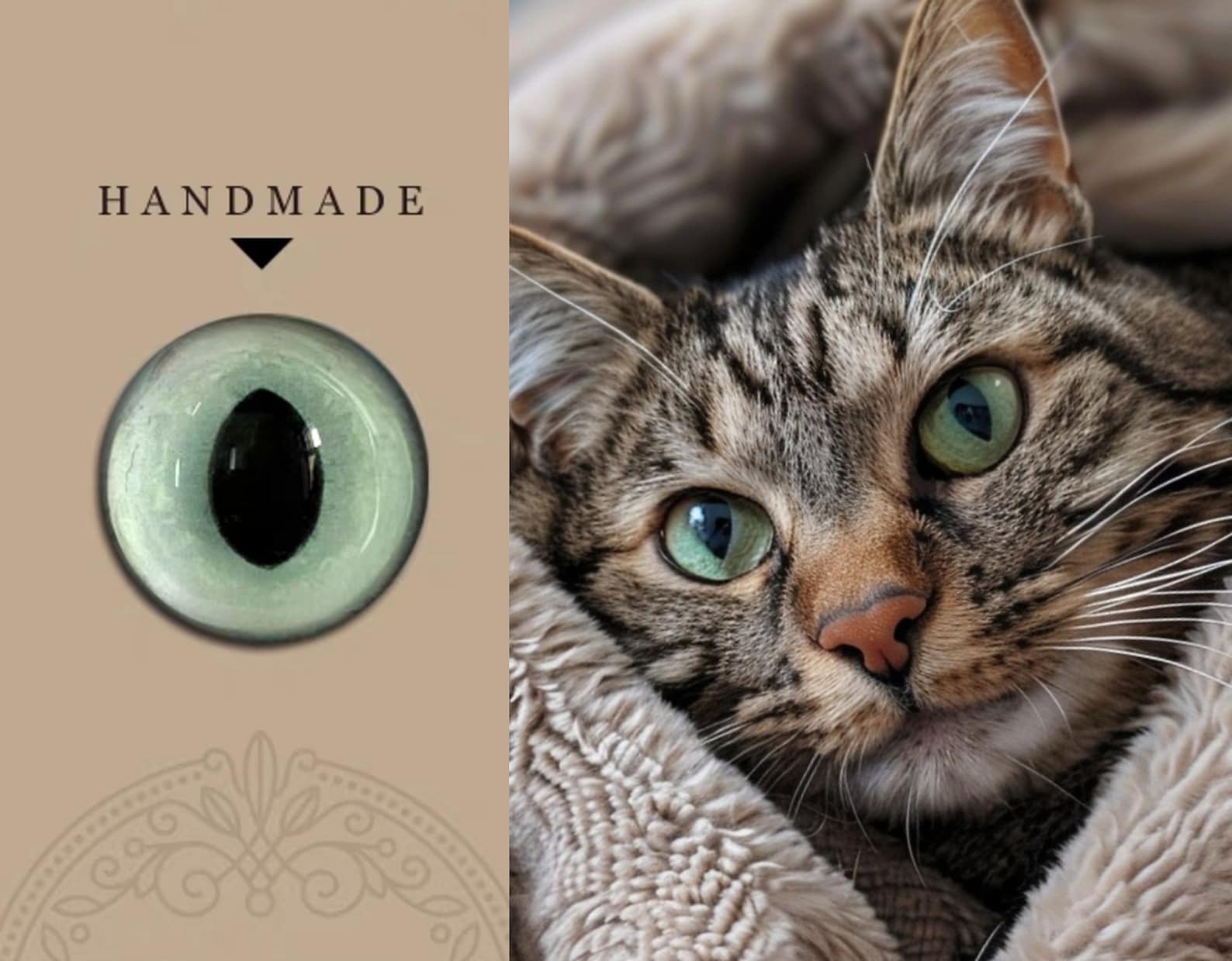 Light Green Cat Eyes Realistic Green Kitten Eyes Glass Eye Cabochon ...