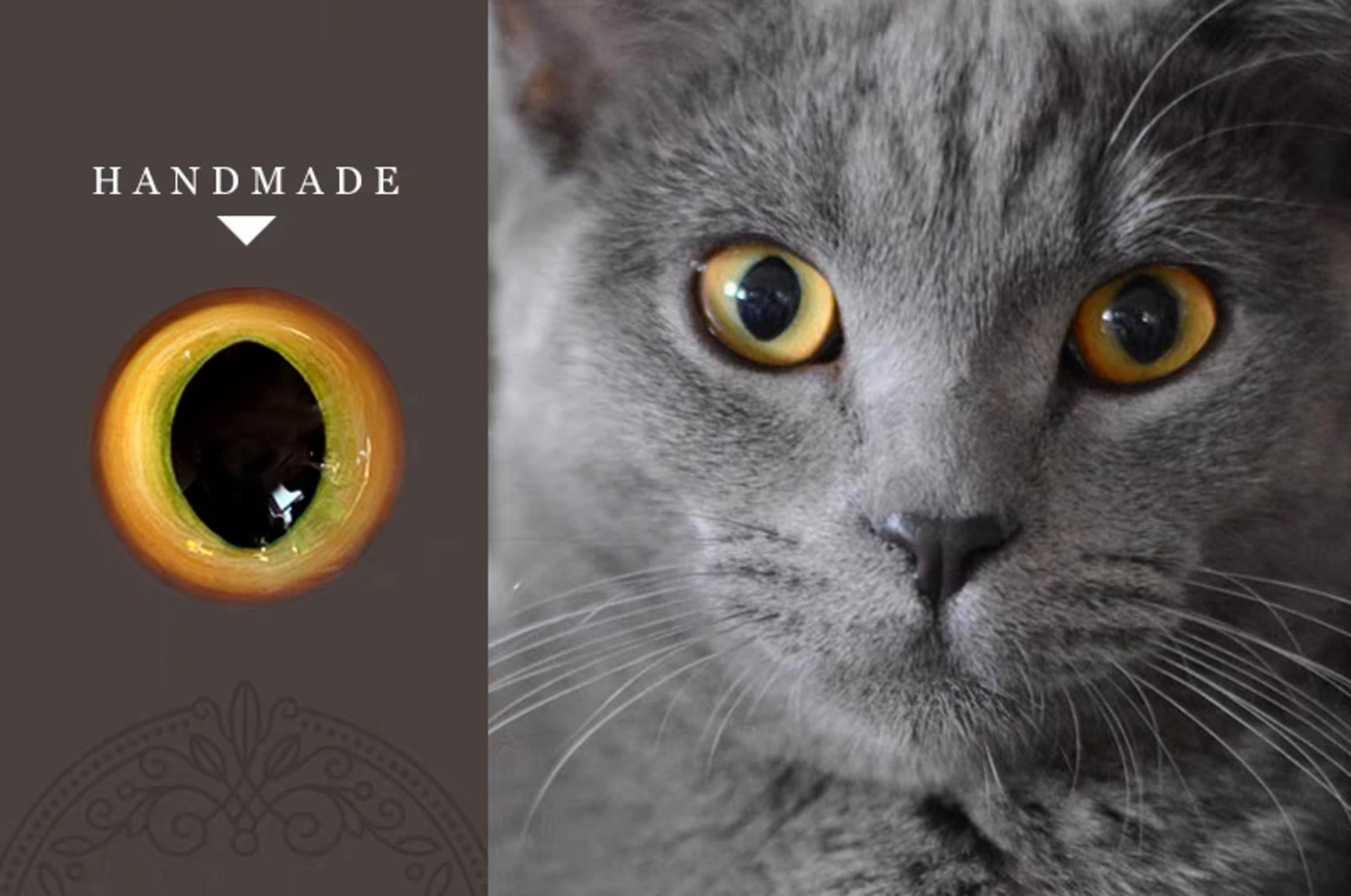 Realistic Yellow Cat Eyes Glass Eye Cabochons Yellow Eyes for Toys ...