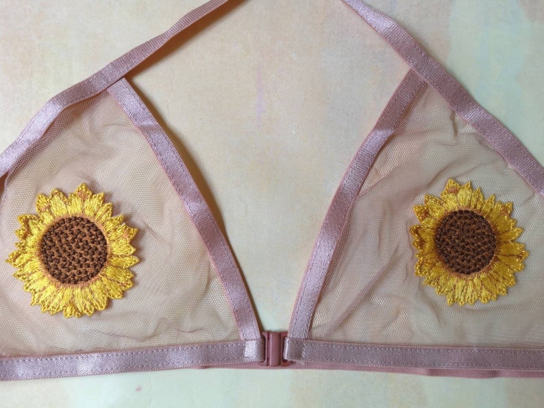 Sunflower Bralette Sheer Mesh Bra See Through Transparent - Etsy