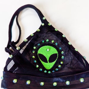 Alien Bra Crystal Bralette Alien Rave Outfit See Through Bra Sheer Mesh ...