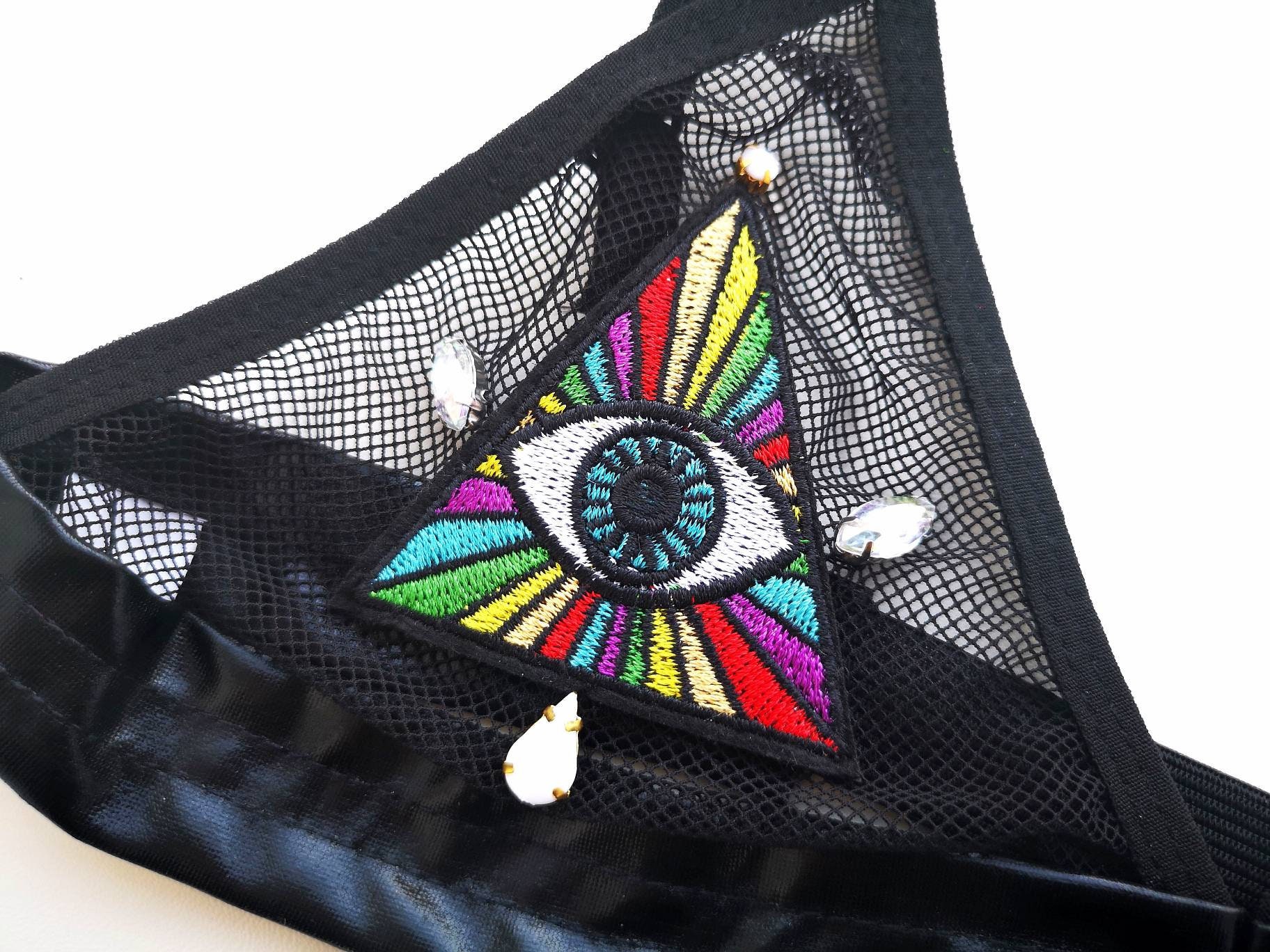 Black Triangle Bralette See Through Mesh Bra Rave Festival Top LGBT ...