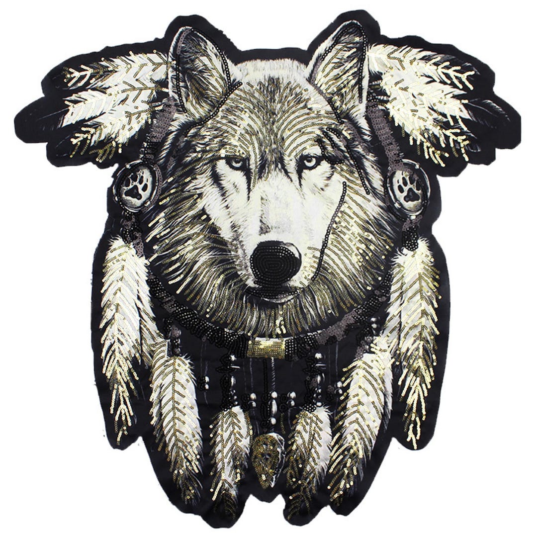 Extra Large Patch Wolf Patch Native American Motives Indian Style Patch ...