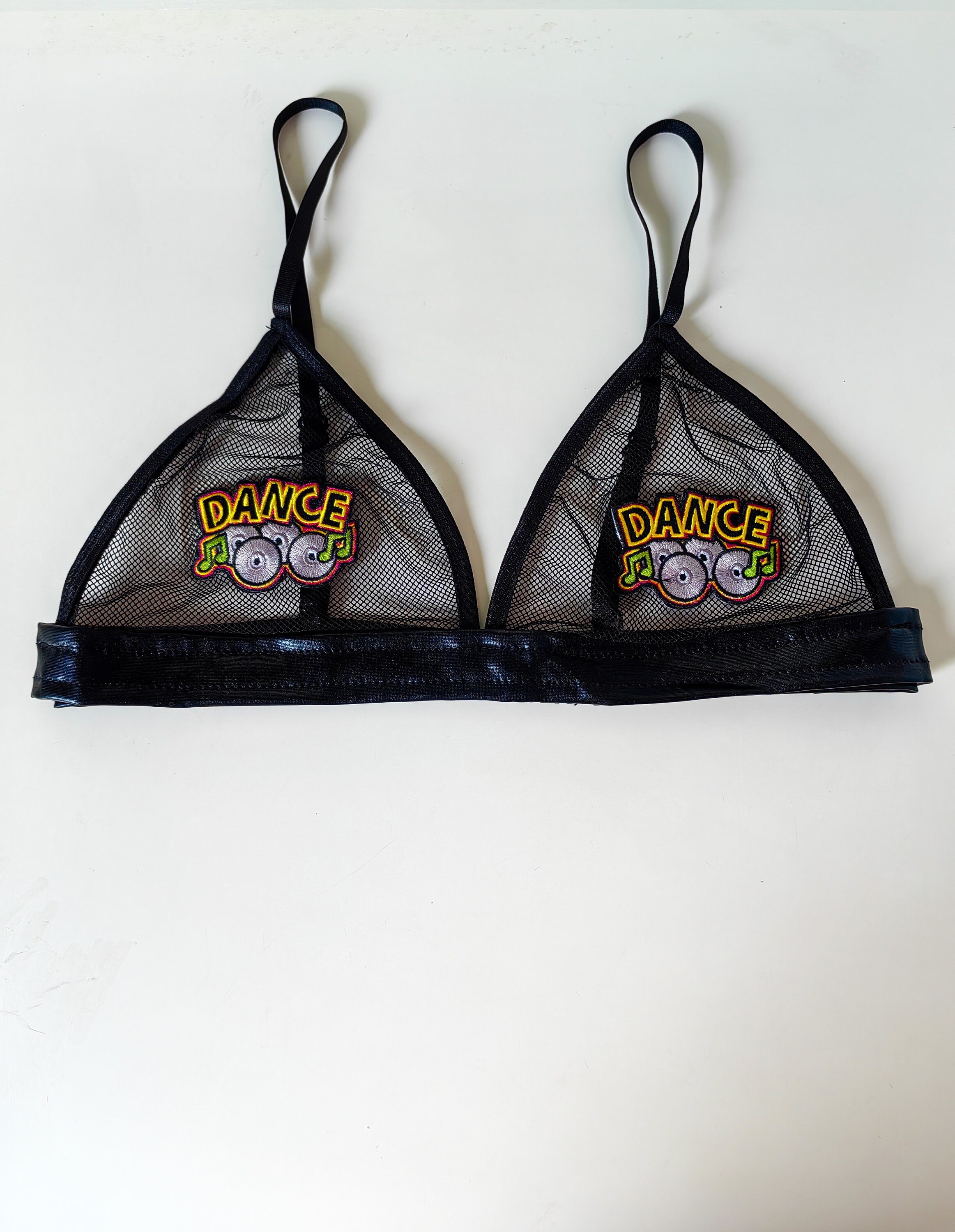 Dj Bralette Dj Top Dancer Bra Triangle Black Bra See Through - Etsy