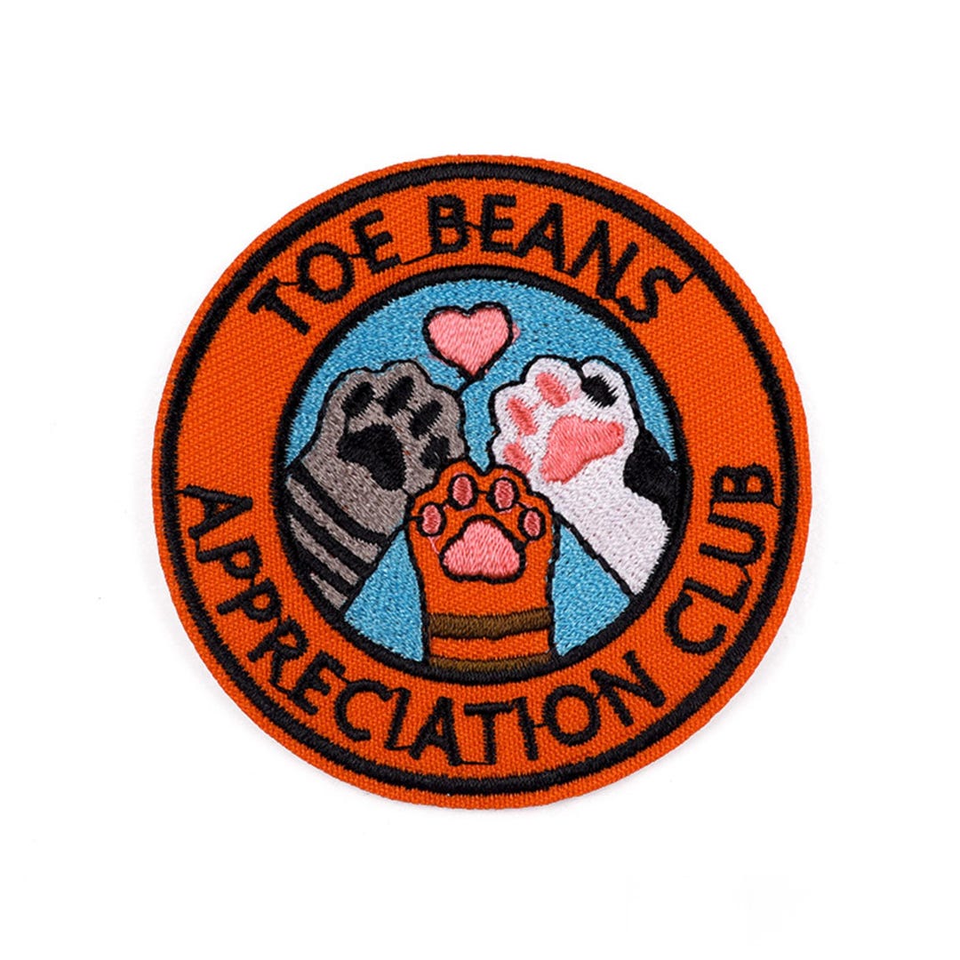 Cute Cat Patch Toe Beans Appreciation Club Patch Small Round Patch Iron ...