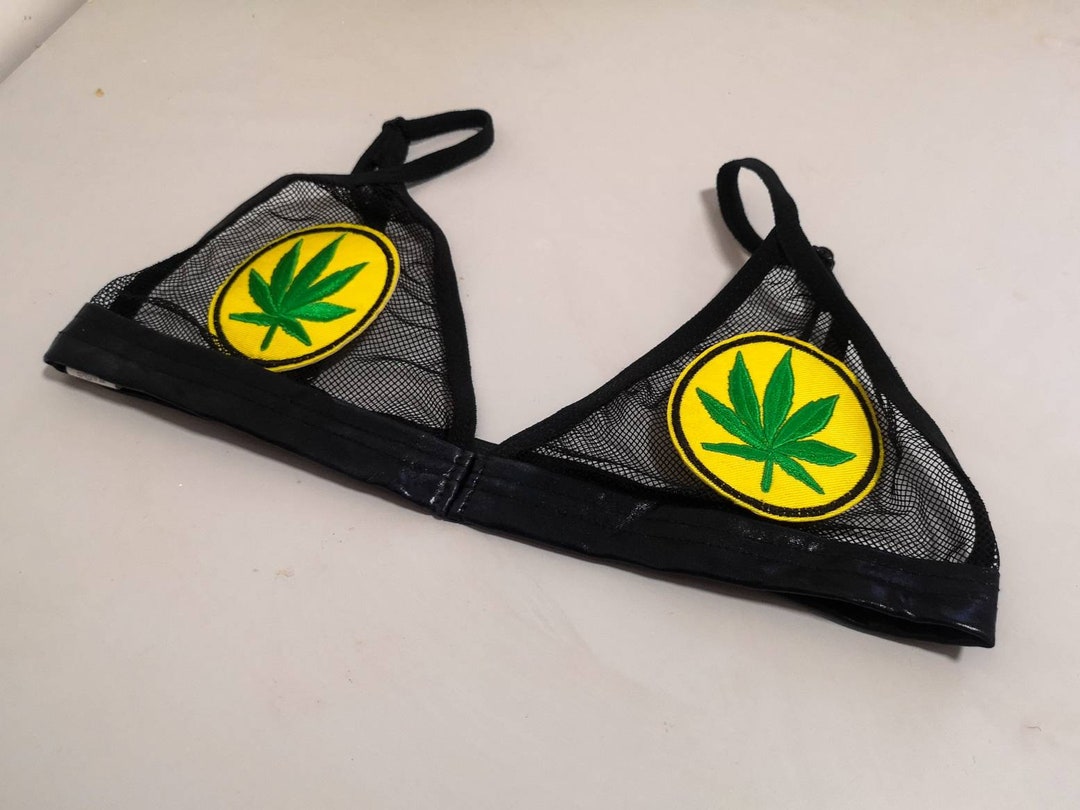 Weed Bra Bralette Jamaican Cannabis Marijuana Embroidery Rave Festival ...