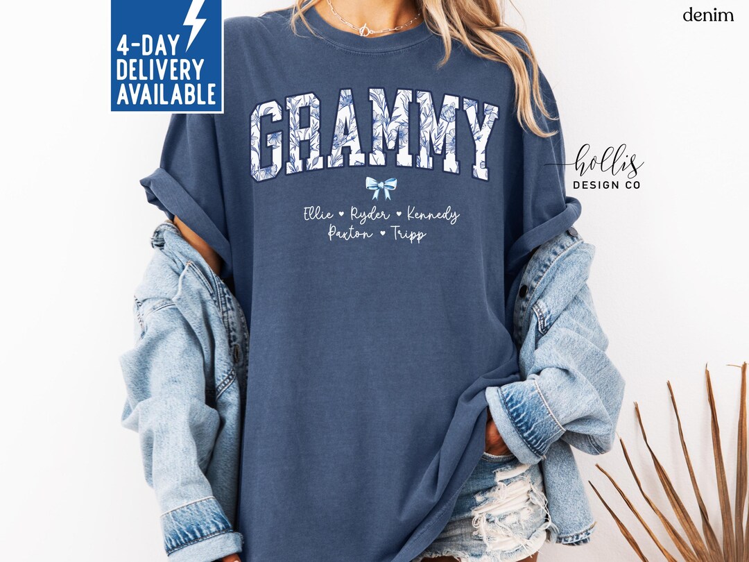 Custom Grammy Shirt Comfort Colors Tshirt Personalized Grandma Grammy ...