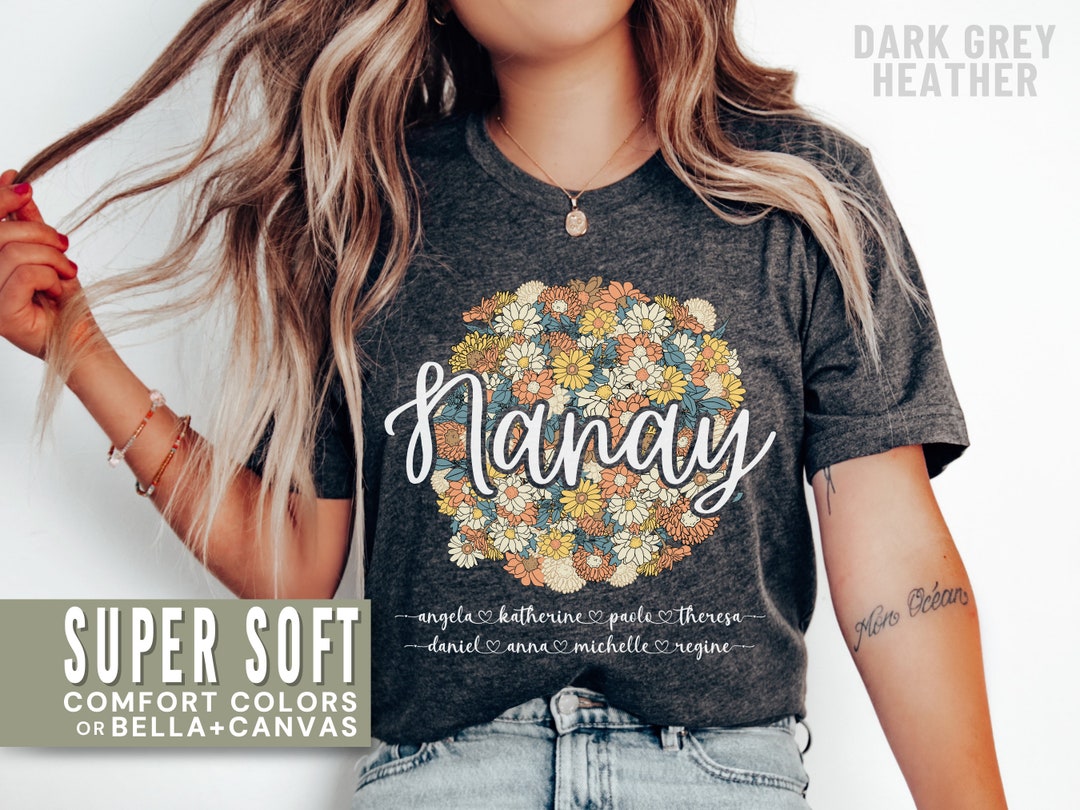 Nanay Shirt With Grandkids Names Personalized Nanay Floral Shirt Custom ...