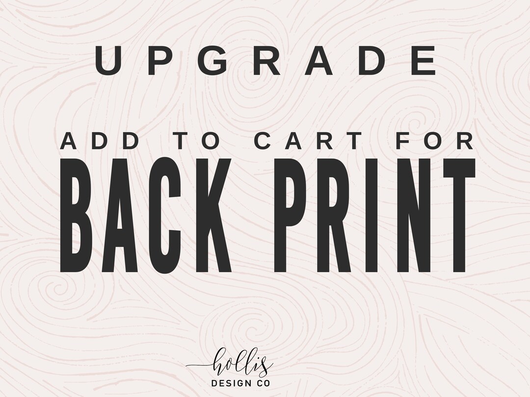 Add Back Print Upgrade - Etsy