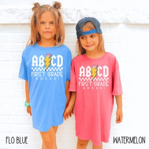 First Grade Shirts for Girls Comfort Colors Cute Hello 1st Grade Rocks ...