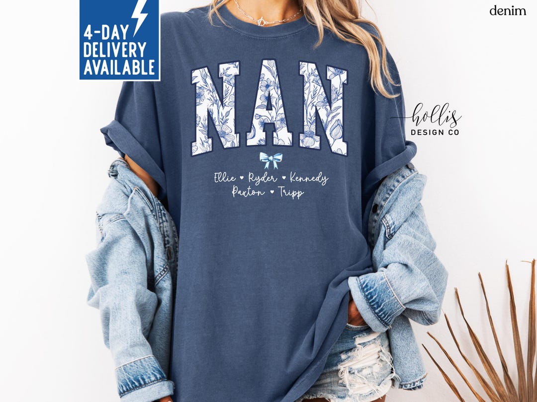 Custom Nan Shirt Comfort Colors Tshirt Personalized Grandma Nan Shirt ...