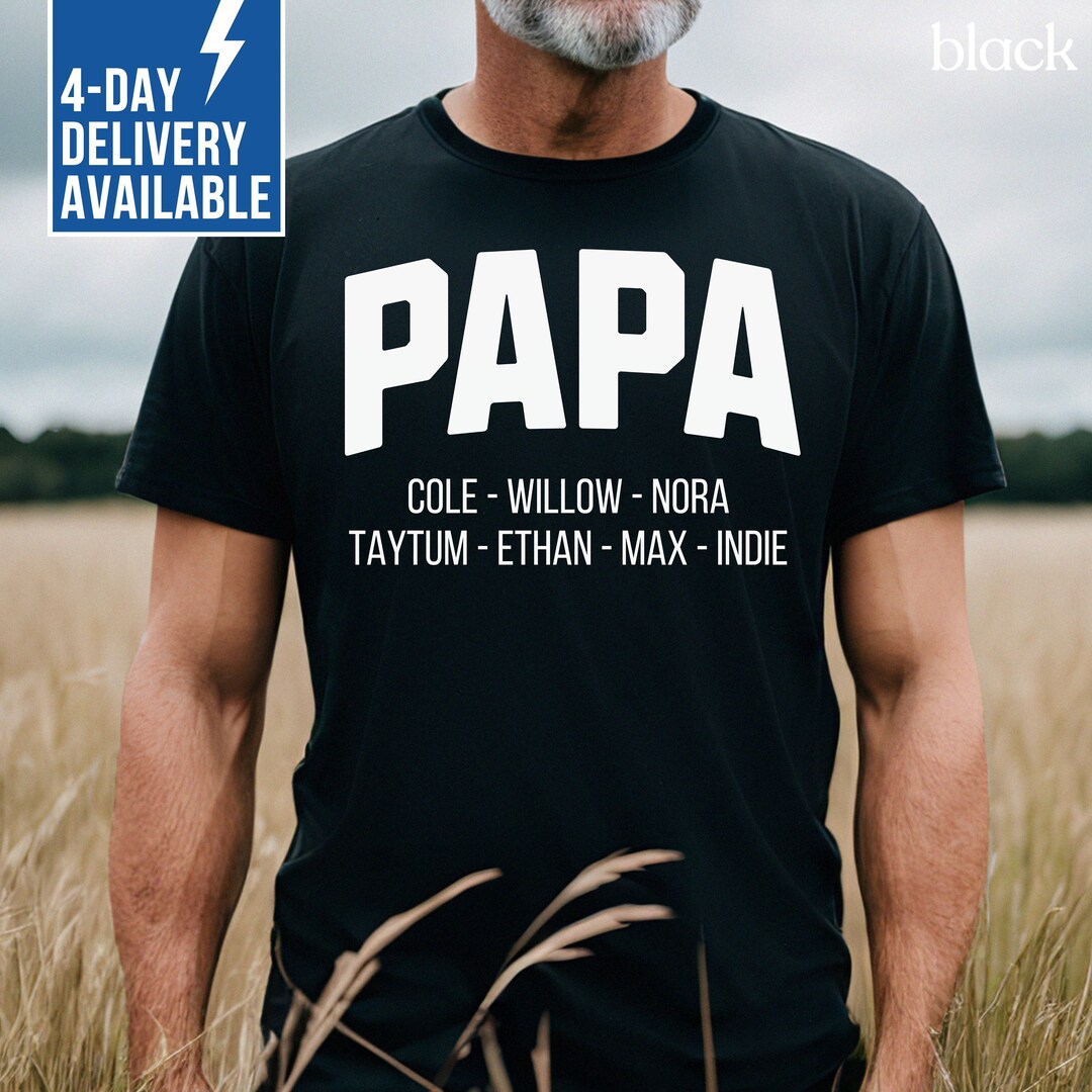 Personalized Papa Shirt Custom Papa Shirts Papa Gift Customized Father ...