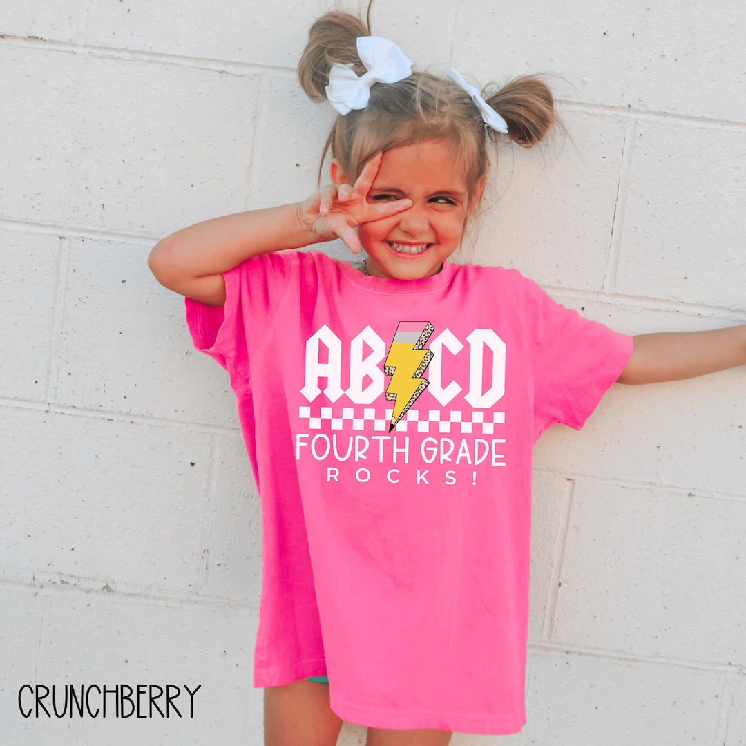 Fourth Grade Shirts for Girls Comfort Colors Cute Hello 4th Grade Rocks ...