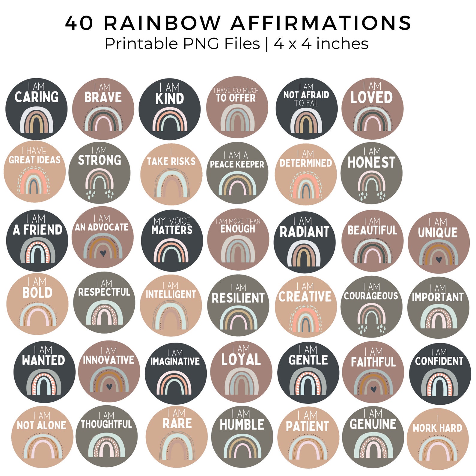 Rainbow Affirmation Mirror Labels Affirmation Station | Etsy