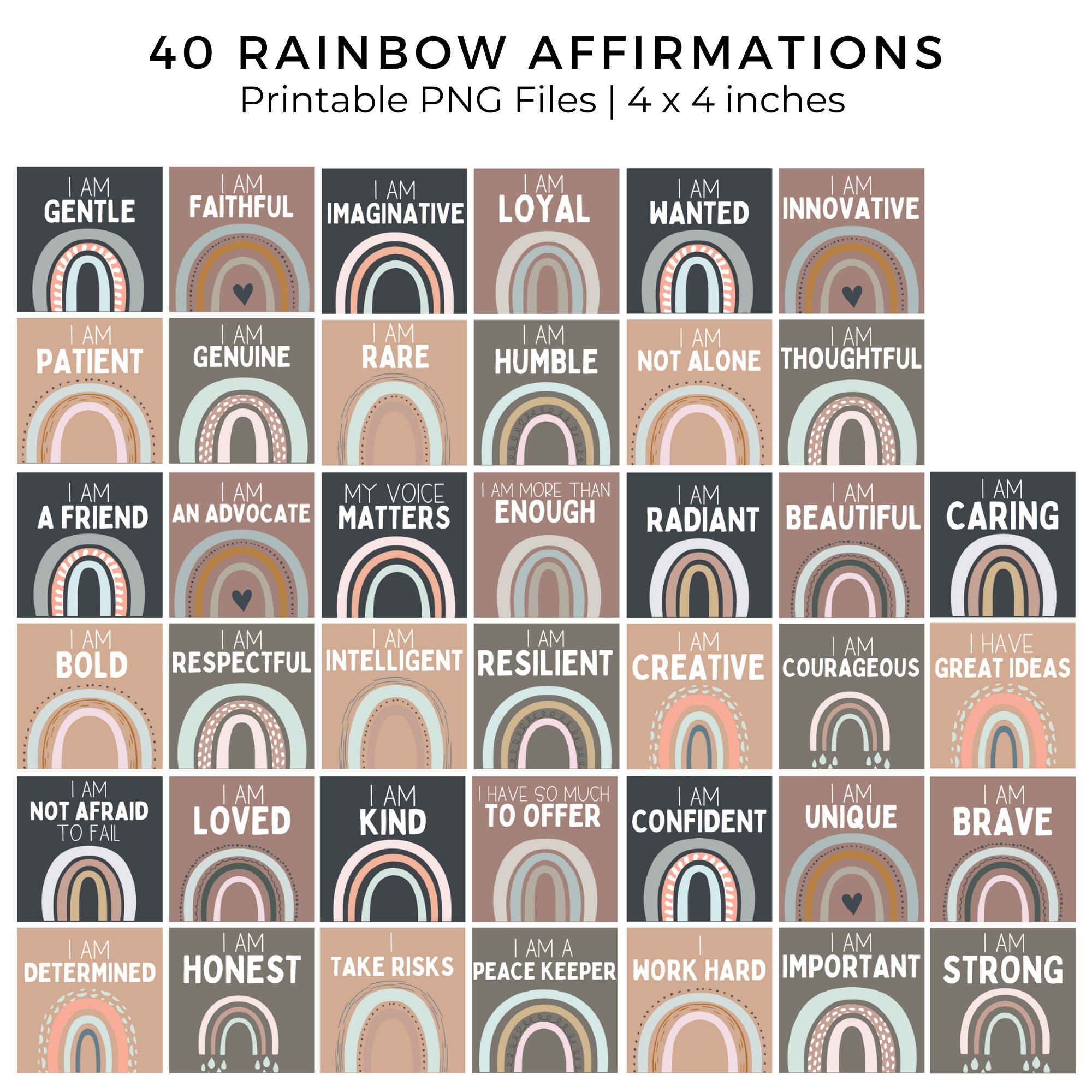 Rainbow Affirmation Mirror Labels Affirmation Station | Etsy